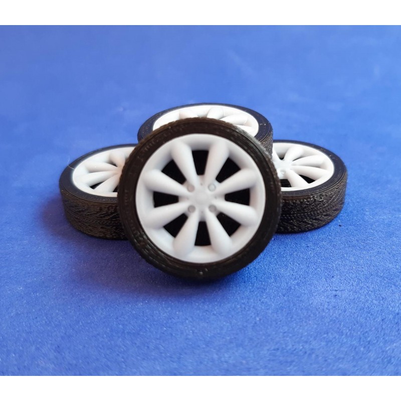 Jogo De Rodas Mini Cooper S 3d C/ Pneus P/ Miniatura Escala 1/32